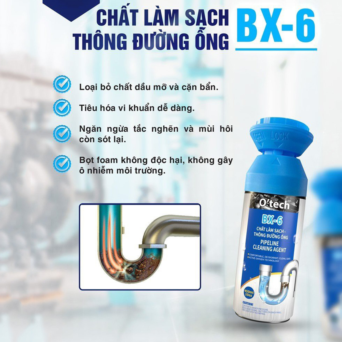 Bình Vệ Sinh Đường Ống BX-6 O’tech Pipeline Cleaning Agent
